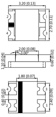 China DC2v 0.06w Tri Color LED Low Power Wide View Angle 100mcd 1206 RGB LED SMD for sale