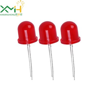 China 10mm 30mA Round 0.06W Through Hole LED Red Diffused 620-630nm 2V With Edge for sale