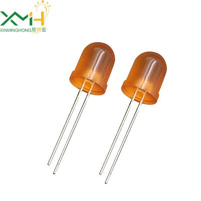 China 10mm 610nm 800mcd Round 0.06W Indicator Light LED Diode With Edge Orange 2.4v for sale