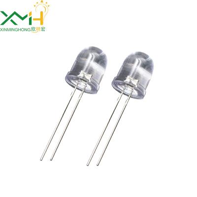 China 10mm Round Water Clear Through Hole LED 625nm 3000mcd 30deg 0.06W With Edge 2.4v for sale
