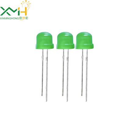 China Straw Hat Green Light Green Diffusion Through Hole LED Lamp Beads 4.8mm 1500mcd for sale