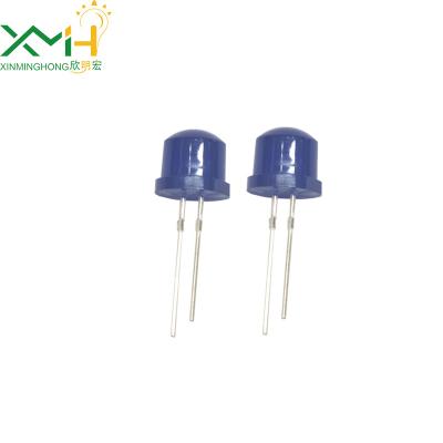 China Round Blue Diffuser Diode Lamp Bead Straw Hat LED 8mm Thin Bracket Short Pin for sale