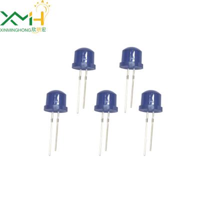 China Round Blue Diffuser Diode Lamp Bead Straw Hat LED 8mm Thin Bracket Short Pin for sale