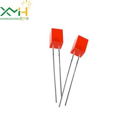 China Through Hole Red Light Diffused Led Square Indicator 2.2V 80mcd 620-625nm Rectangular for sale