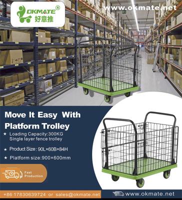 Cina carretto portatile della drogheria del carretto del corrimano del doppio 300kg guardavia pieghevole del carrello dell'alta in vendita