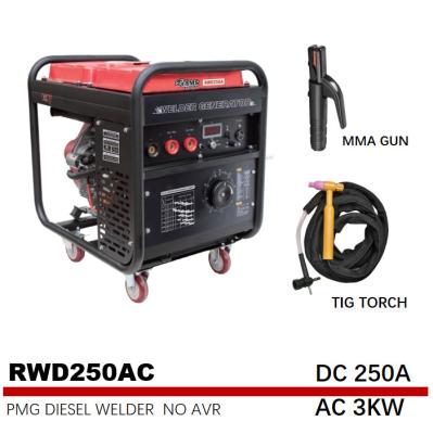Cina generatore della benzina dei generatori 531cc 3kw della saldatura ad arco di 75V RWD250AC 250A in vendita