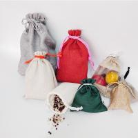 China Jute Linen Cosmetic Drawstring Bags for sale