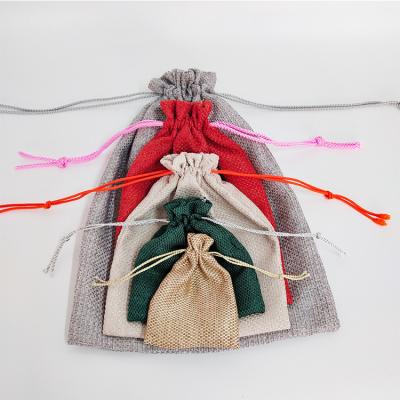 Cina Corda Mini Jute Linen Bags di Kit Bags Single String Double di trucco della tela del cotone in vendita