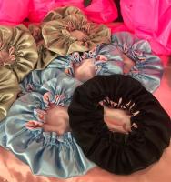 China Ruffle Edge Ladies Breathable Sleep Cap Silk Lined Double Layer Bonnet for sale