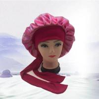 China 100% Polyester Snapback Satin Night Cap With Adjustable Long Bands for sale