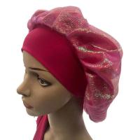 China 100% Polyester Snapback Satin Night Cap With Adjustable Long Bands for sale