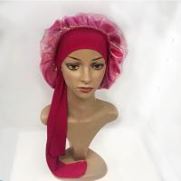 China 100% Polyester Snapback Satin Night Cap With Adjustable Long Bands for sale