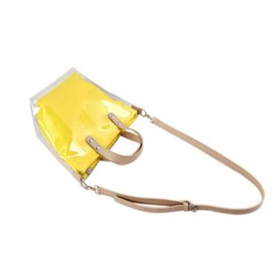 中国 キャンバスの挿入物袋が付いている買物をする透明なポリ塩化ビニールCrossbodyのトート バック30*35*15cm 販売のため