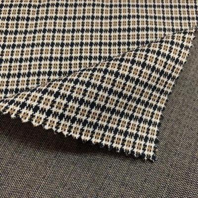 China New Design Fancy 70%Poly 25%Rayon 5%Span TR Check Knit Jacquard Fabric for Suits and Apparel and Clothes for sale