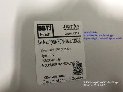 China Super High-twisted spun polyester full voile 2 X2 non-hair technology by BBTSfinish® production development for sale