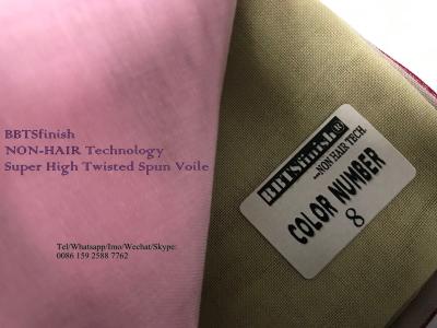 China Super High-twisted spun polyester full voile 2 X2 non-hair technology by BBTSfinish® production development for sale