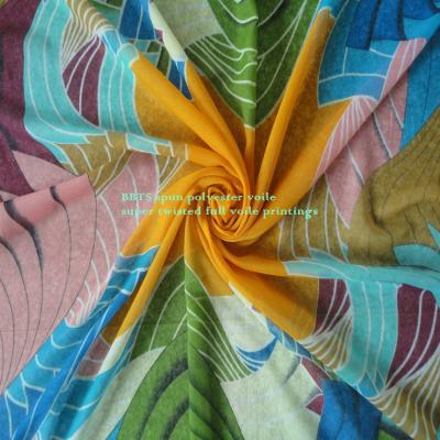 China BBTSfinish®جودة اليا high twisted spun polyester voile plain dyed screen printing digital printing fabric 36