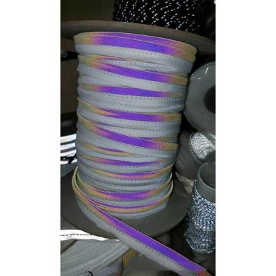 China High Light Reflective Silver Rainbow Color Reflective Yarn 2mm / 3mm for sale