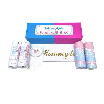 Cina A-mazon Hot Selling Blu Rosa Ragazzo Ragazza Rivelare il Genere Forniture Biodegradabile Incombustibile Festa Popper Confetti Lanciatore in vendita
