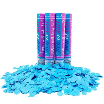 Cina Confetti di alta qualità per bambini rivelare il sesso Confetti di cannone blu o rosa ragazzo o ragazza Confetti di cannone festa Popper Confetti all'ingrosso in vendita