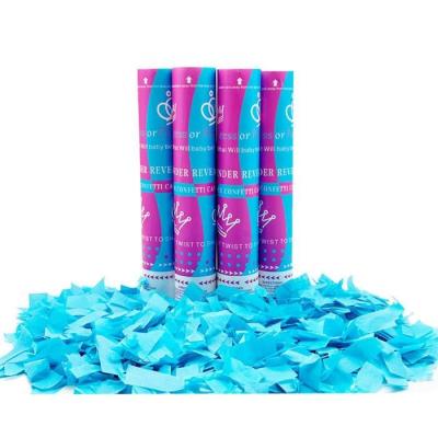 Cina Confetti di alta qualità per bambini rivelare il sesso Confetti di cannone blu o rosa ragazzo o ragazza Confetti di cannone festa Popper Confetti all'ingrosso in vendita