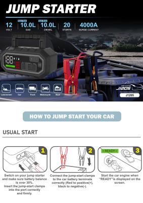 Cina PD 65W Input 4000A Car Jump Starter ricaricabile ad alta potenza per tutte le emergenze dell'auto in vendita