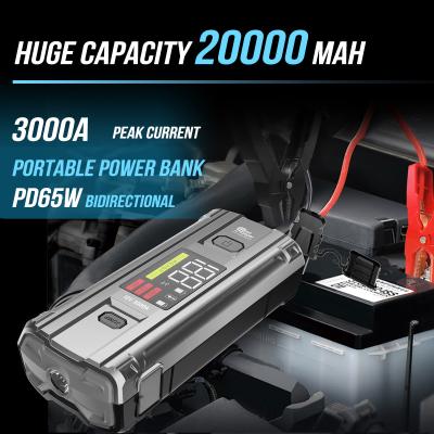 中国 多機能 4 In 1 緊急 PD 65W 3000A ピーク電流 バッテリーブースター パワーバンク ジャンプスタート 販売のため