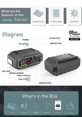 China Draagbare autobatterij Jump Starter 12V 24000mAh 2000A Multifunctionele LED Light Power Bank Te koop