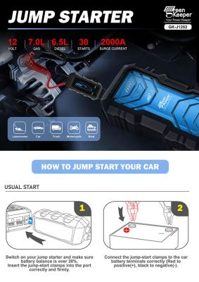 Cina Motor Start 16000mAh Car Jump Starter Power Bank 2000A 12V caricabatterie portatile in vendita