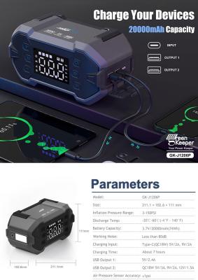 Cina J1206P auto all'aria aperta Jump Starter con gonfiatore d'aria e 20000mAh Power Bank Capacità in vendita