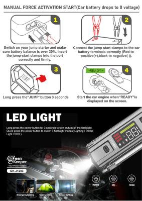 China Multifunctionele draagbare lithiumbatterij auto springstarter voor kleine auto's 12V 20000mAh Te koop