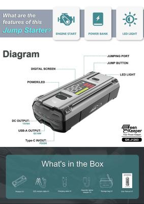 Cina Car Emergency Battery Portable Charger Multi-function 12v Jump Starter per moto in vendita