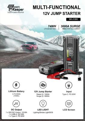 Cina Batteria per auto Jump Starter UltraSafe Super Capacitor 3000A Power Bank per veicoli camion in vendita