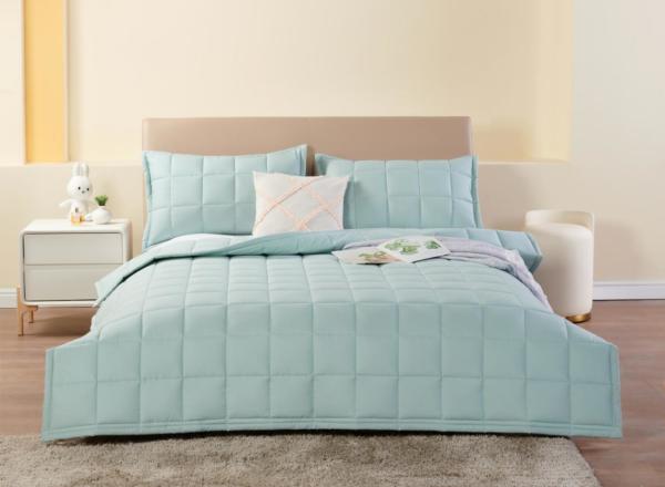 Breathable Cotton Quilt Set OEKO-TEX Light Green Quilt Cover Set OEM