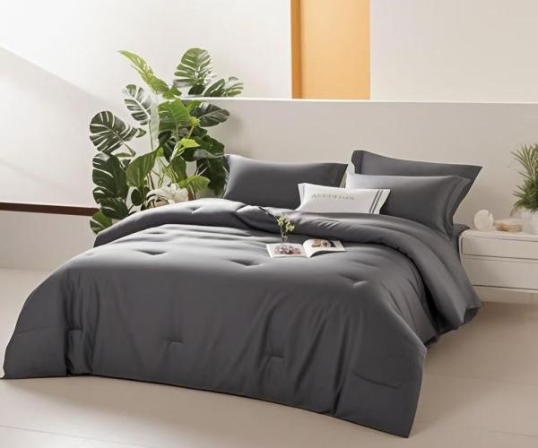 Quality OEM Tencel Lyocell Comforter Set Dark Grey Comfortable Twin Comforter Sets for sale