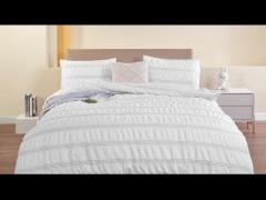 Seersucker Cotton Recycled Polyester Duvet Set Sustainable White Duvet Cover King