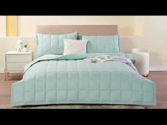 Breathable Cotton Quilt Set OEKO-TEX Light Green Quilt Cover Set OEM