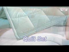 Breathable Cotton Quilt Set OEKO-TEX Light Green Quilt Cover Set OEM