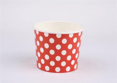 中国 小さいポルカ ドットの 3oz/4oz スプーンが付いている 可降解的 ペーパー アイス クリームのコップ 販売のため