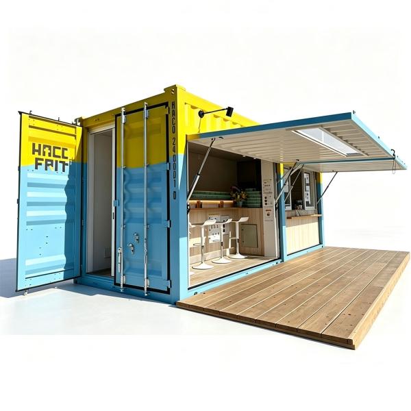 Quality Prefabricated Container Activity House Mobile Commercial Coffee Shop with Electric Push Rods and Circuits for sale