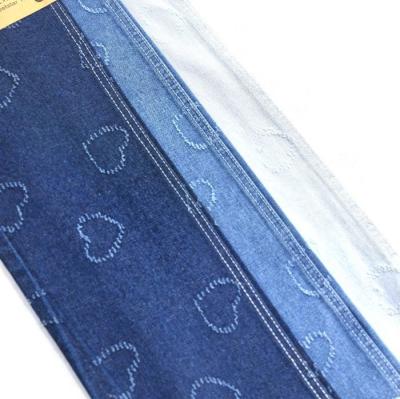 China Heart Printed Jacquard Denim Fabric  Non Elastic Denim 10.6oz  for  Unique jeans clothing JSD3077-01 for sale