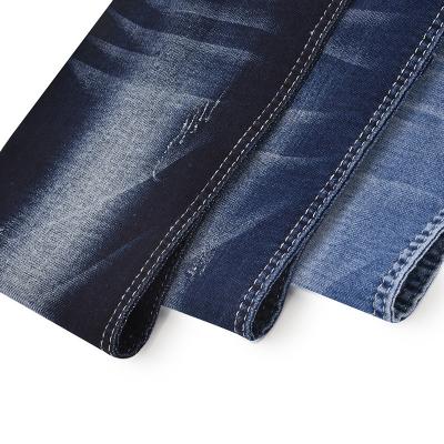 China 8.4 Oz Dark Blue Cotton Fake Knitted Stretch Denim Fabric Bag Manufacturing Stretch Fabric for sale