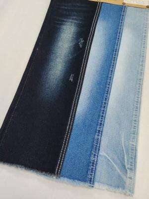Cina Tessuto denim stile twill elasticizzato in misto cotone poliestere blu grigio 10S 9.3oz per jeans da ragazza in vendita