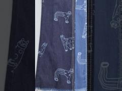 Crianças jeans casaca camisa de tecido impresso adorável coelho 6 oz denim