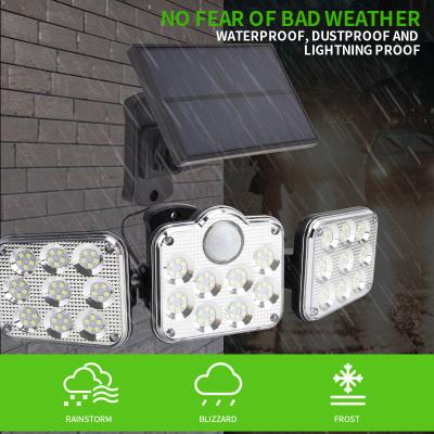 Cina La testa 3 ha condotto la lampada da parete solare all'aperto con il sensore di moto 138 SMD 250w 200x135x115mm in vendita