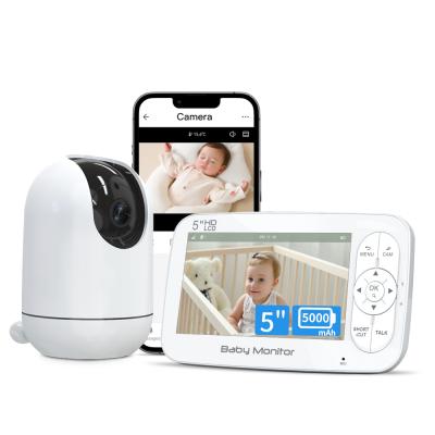 中国 5インチ 1080P ワイヤレス ベビーモニター 泣き声検出 HD WIFI ベビーモニター 販売のため