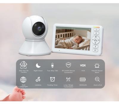 China Privacy Protection 2.4GHz FHSS 1000ft Wireless Two Way Talking Babyphone Baby Shower Gifts VOX Video Baby Monitor Camera 2026 for sale