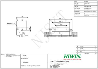 China HIWIN HGH35HA Linear Guideway Block 35mm Precise Linear Guide Rail 3000mm for sale