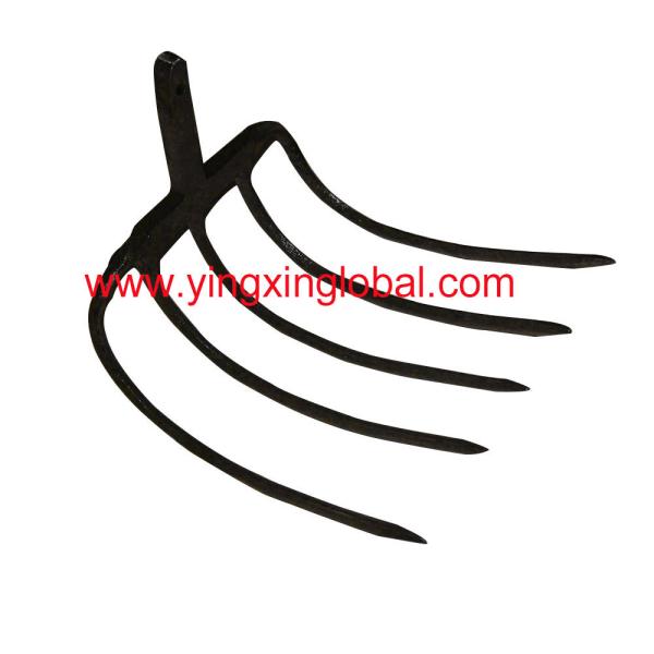 Quality HK10055 Carbon Steel Forged 5 Tines Farming Pitch-Fork Garden Digging Steel Hook for sale