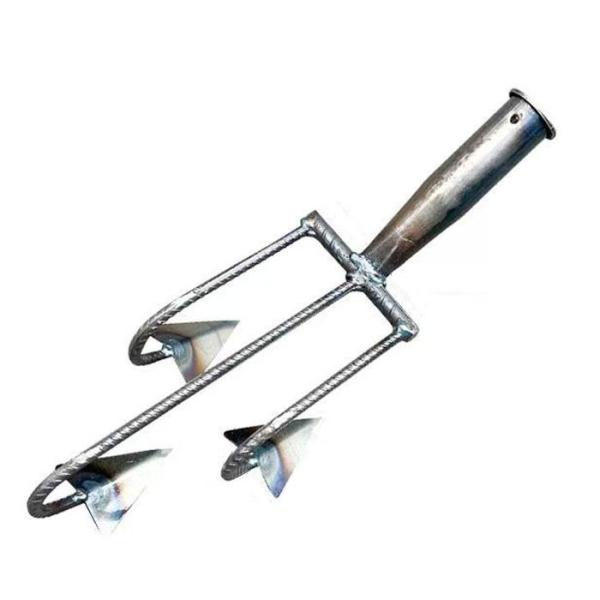 Quality HK10153 3 tines carbon steel weld yard farming garden digging steel curved hoe fork rake for sale